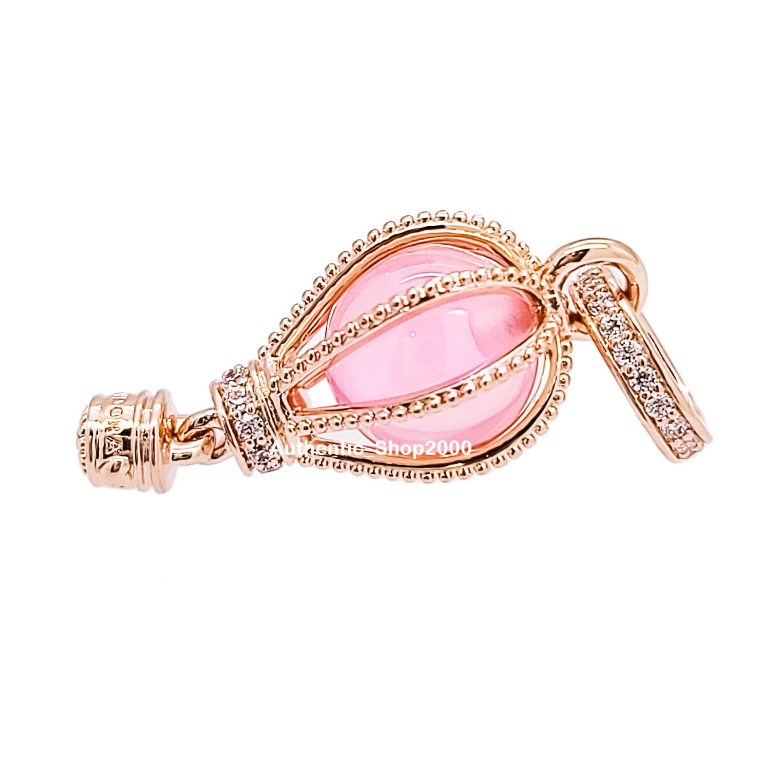 New 100% PANDORA Rose Gold Sparkling Pink Hot Air Balloon Dangle Charm ...