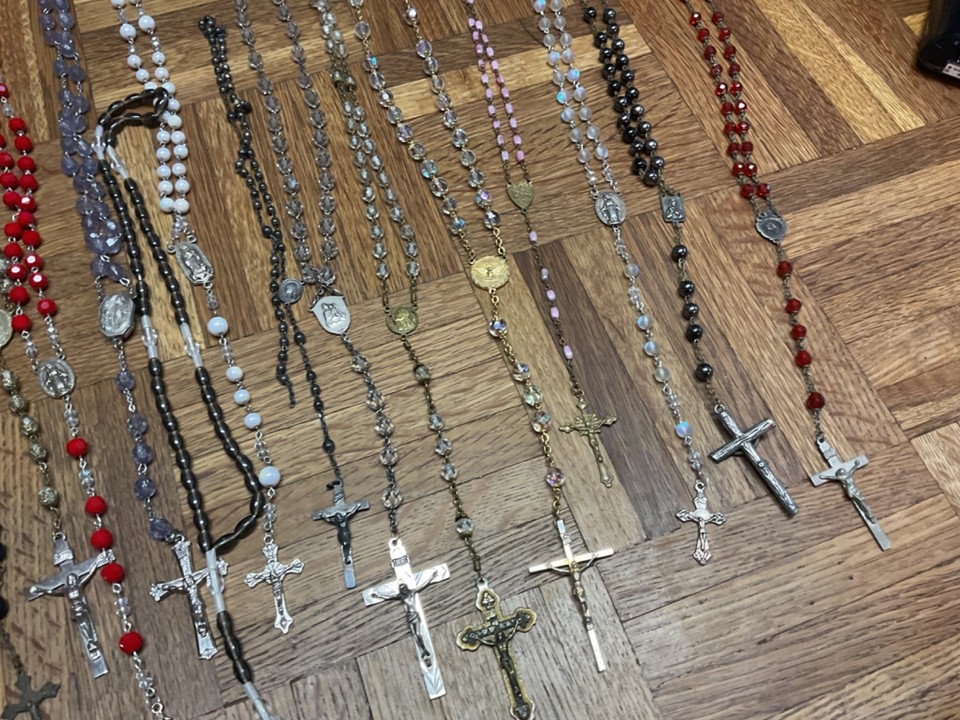 Large Lot of 41 Catholic Rosaries | Vintage Glass, Crystal, Lourdes ...