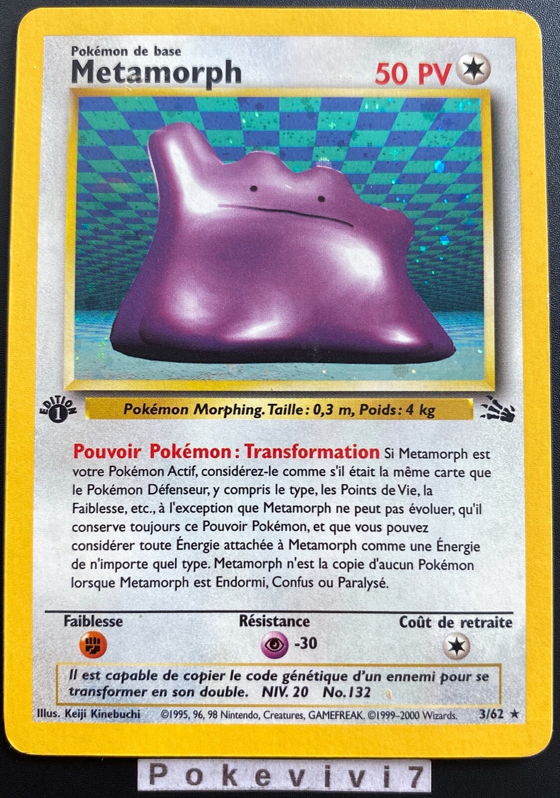 Carte Pokemon METAMORPH 3/62 HOLO Fossile Wizards Edition 1 FR | eBay