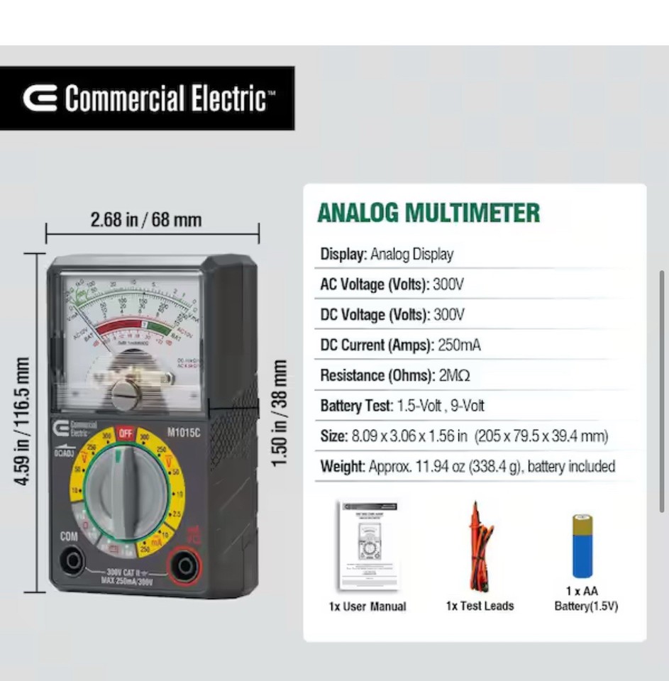 1000V Analog Multimeter With Color Coded Display And Fuse Protection ...