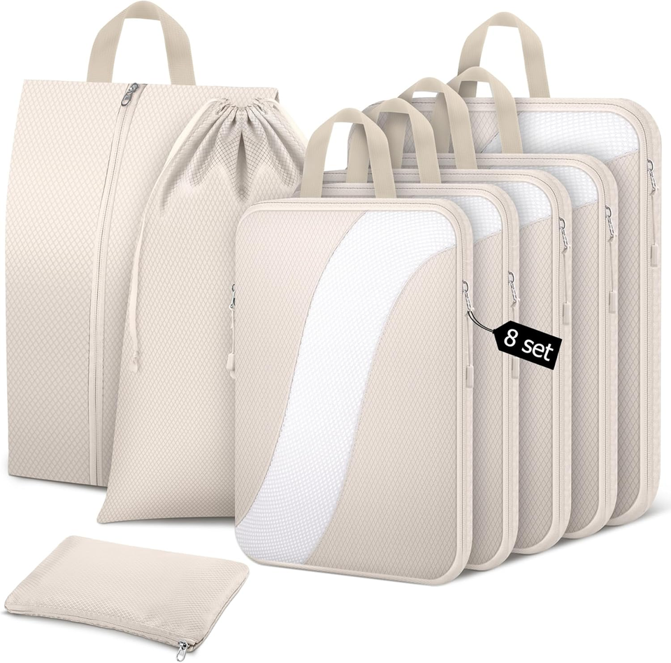 8 Set Compression Packing Cubes, Travel Packing Cubes for Carry on ...