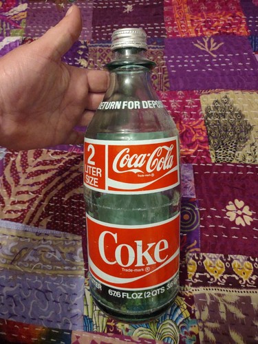 Vintage Coca Cola 2 Liter Glass Soda Bottle with Cap Collectible ...