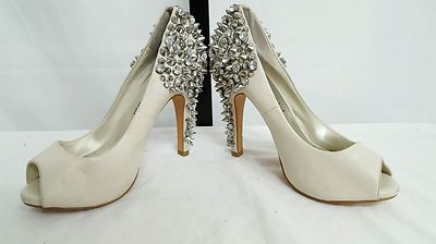 MICHAEL LORIMER SPIKE STUDDED PEEP TOE HIGH HEELS PUMPS SIZE 6.5 M ...