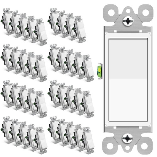 Single Pole Wall Light Switch 15A 120/277V On/Off Rocker Paddle ...