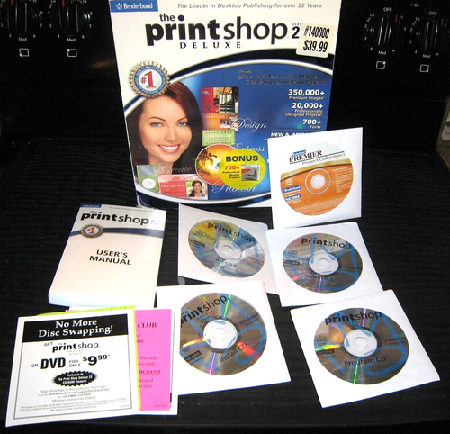 Broderbund The Printshop Deluxe Version 22 Software and Manual + BONUS ...
