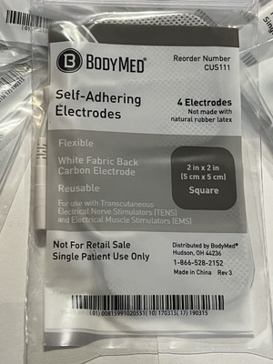 2x2” Self-Adhering Reusable Square Electrodes for a BodyMeds TENS/EMS ...