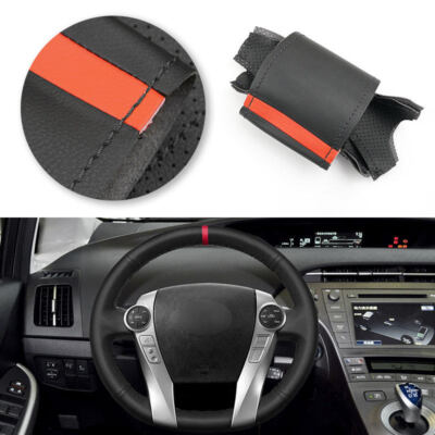 Black Anti-slip Leather Steering Wheel Cover For Toyota Prius 30 XW30 ...