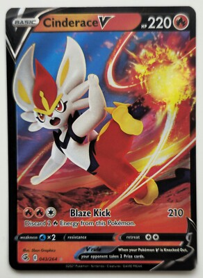 💥Cinderace V - 043/264 - Ultra Rare - Fusion Strike - Pokemon Card ...