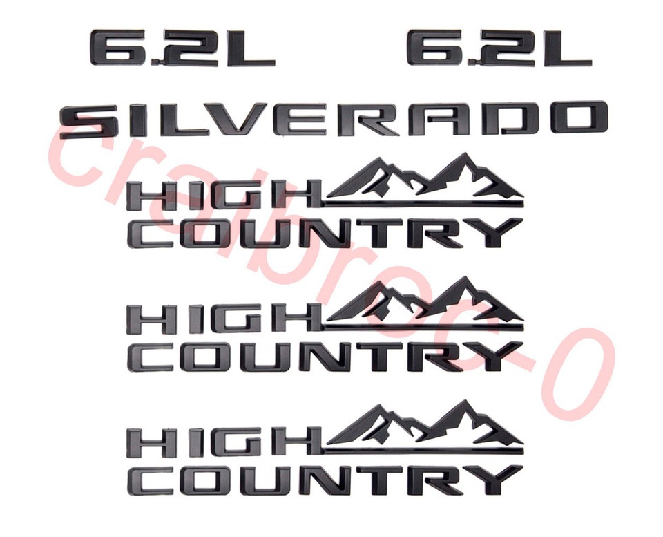 Matte Black 2019 - 2023 Chevrolet Silverado High Country 6.2L Emblem ...