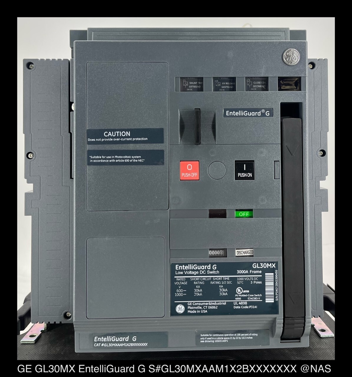 GE EntelliGuard G GL30MX Low Voltage DC Switch (E/O,B/I) - 3000 Amp ...