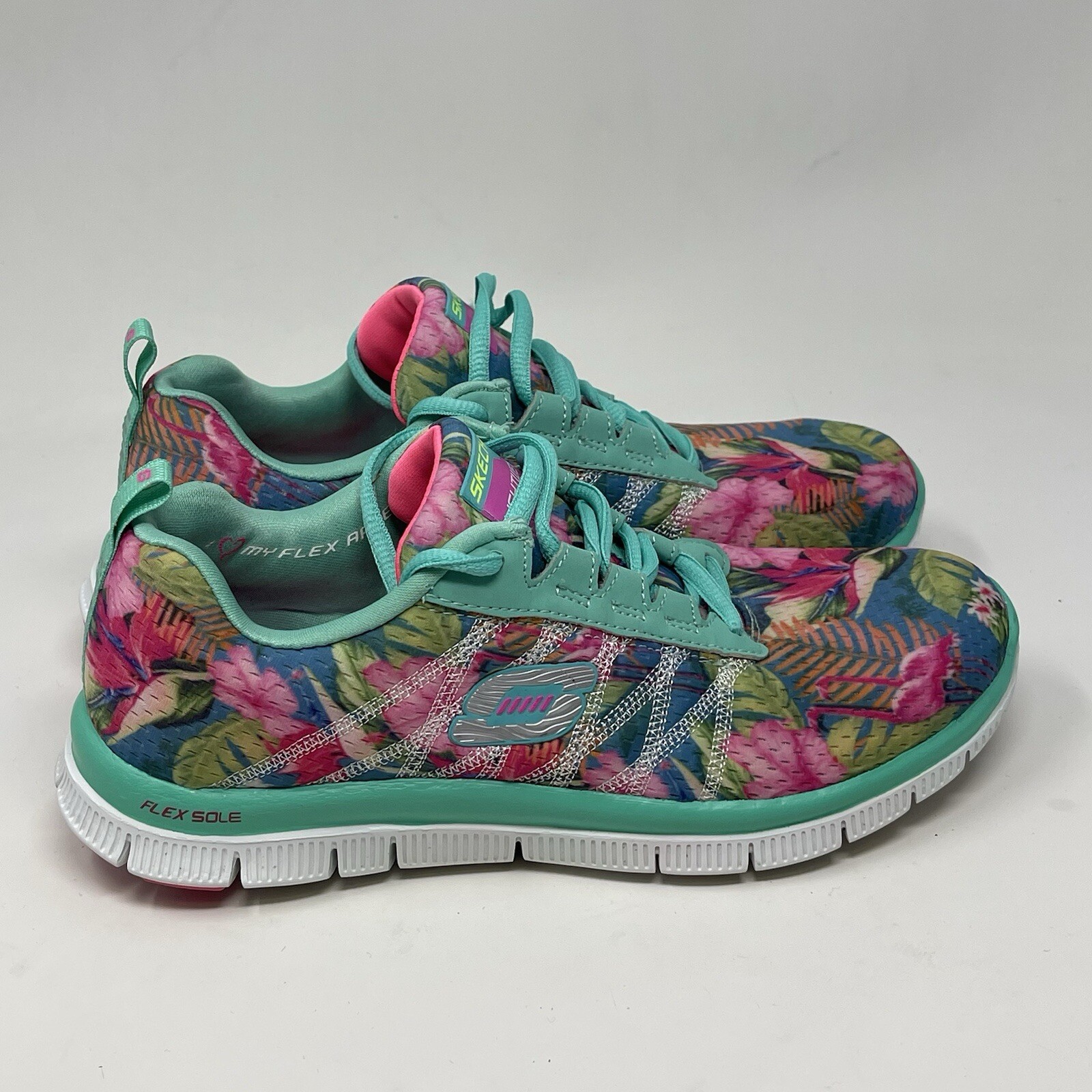 Skechers Flex Appeal Floral Bloom Shoes Womens 6.5 Mu… - Gem