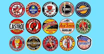 Decals 15 pcs 30 mm gasoline motor oil vintage usa decalcomanie decal ...