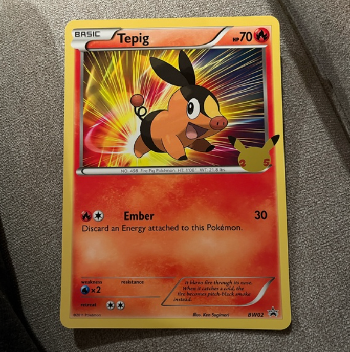 Pokemon Tepig Fire Jumbo First Partner Promo Card 25th Anniversary | eBay