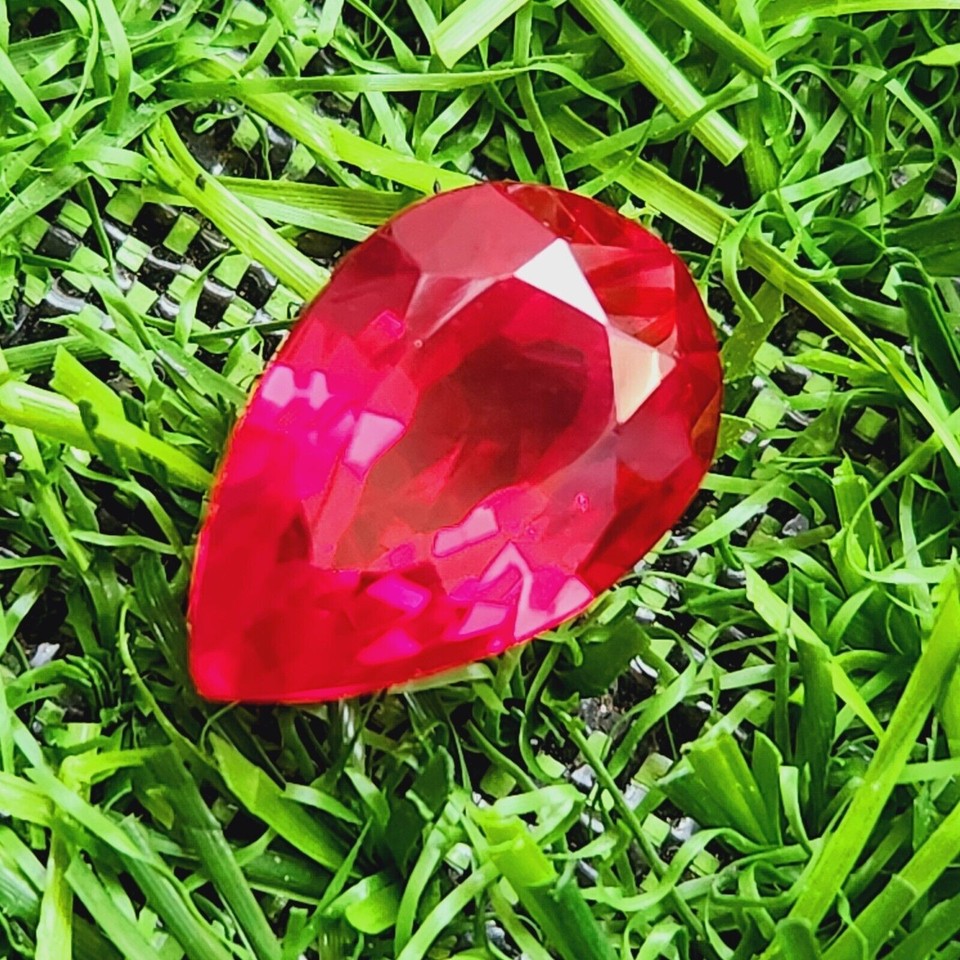 16.30 Ct Heated Ceylon Red Ruby Pear Cut Faceted Loose Gemstone G545 ...