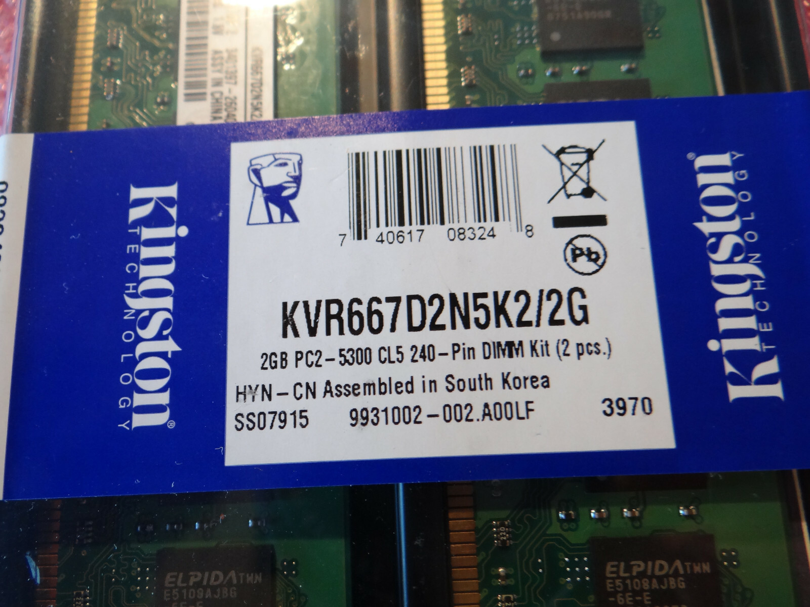 Kingston KVR667D2N5K2/2G (2GB, PC2-5300 (DDR2-667), DDR2 SDRAM, 667 MHz, DIMM 240-pol.) RAM ...