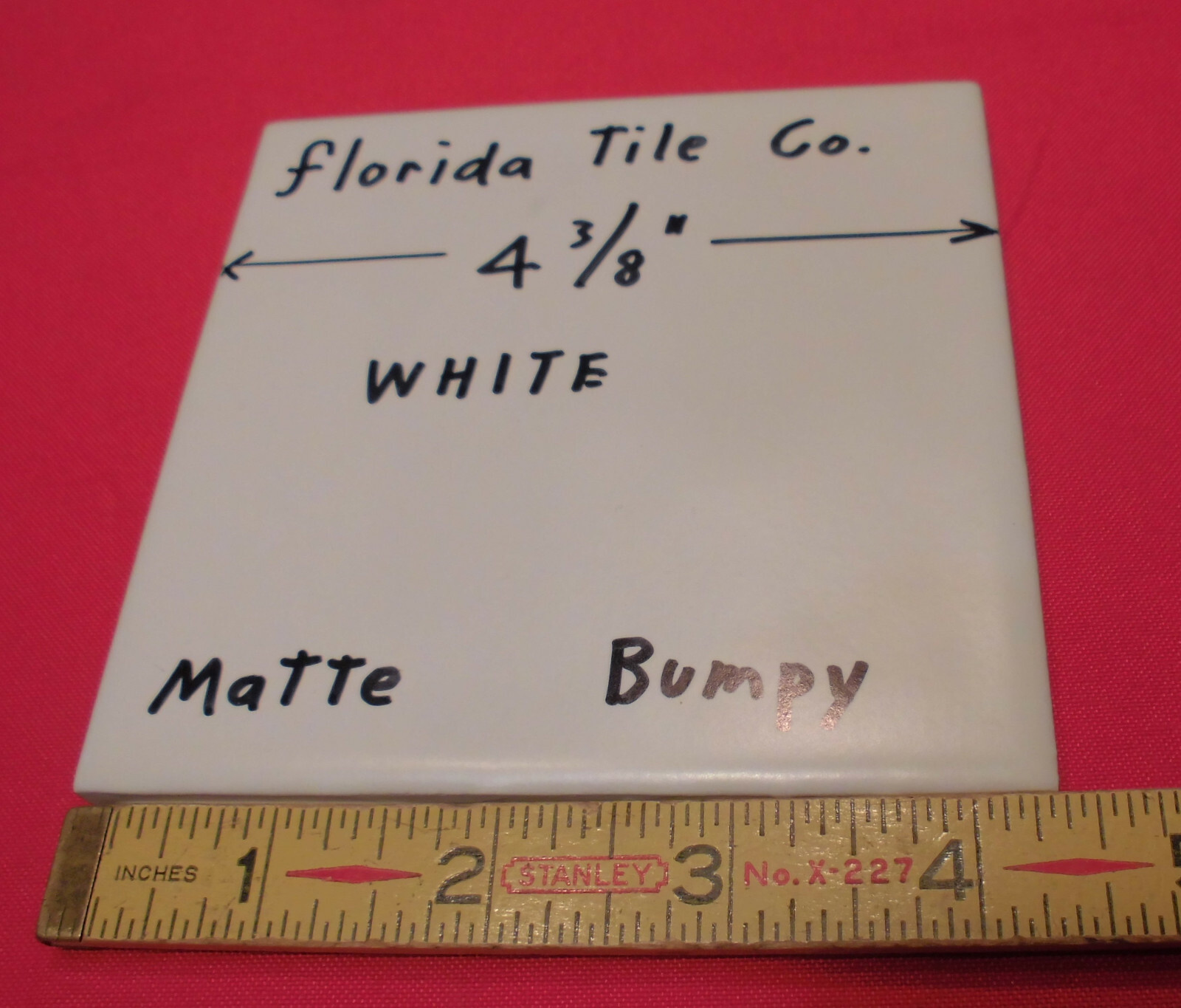 1 pc. *White & Bumpy* Matte Ceramic Tile 4-3/8" by Florida Tile Co ...