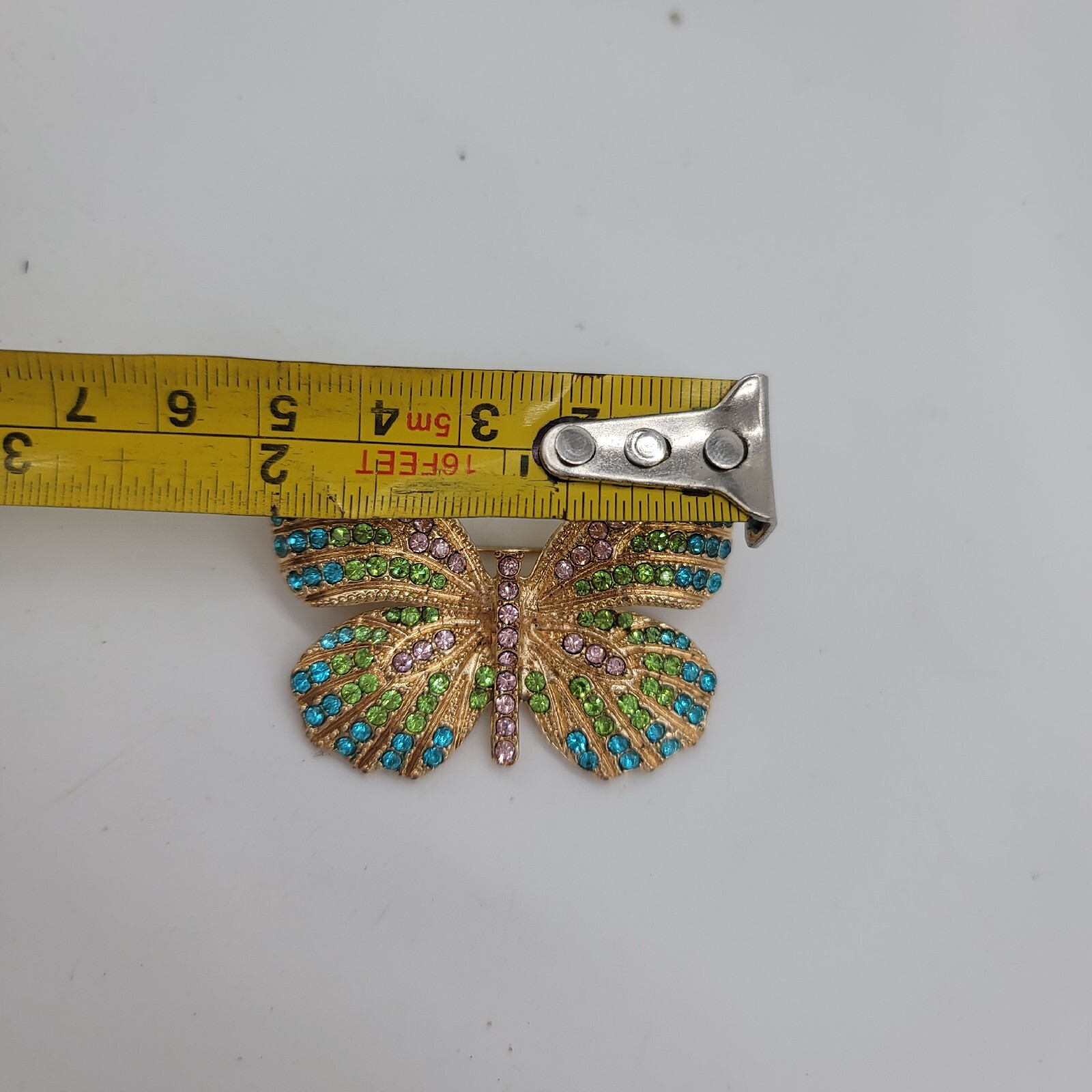 Monet Gorgeous Butterfly Brooch Gold Tone Green Blu… - Gem