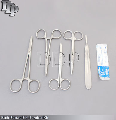 Basic Suture Set Surgical Kit Needle Holder Forceps Scissors & Scalpel ...