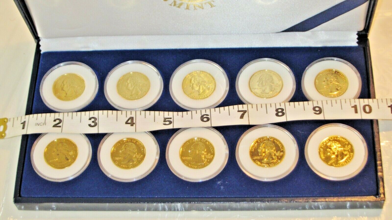 Ten Statehood Quarter Dollars 24 Karat Gold Plated Edition 1999-2000 ...