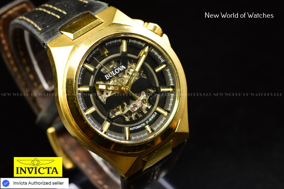 Bulova Men's Maquina 46MM Skeleton Luminous Black Automatic Watch ...