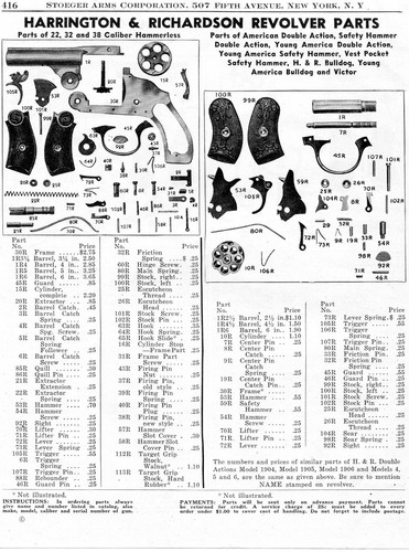 1946 Print Ad of H&R 22 32 38 Hammerless & Double Action Revolver Parts ...
