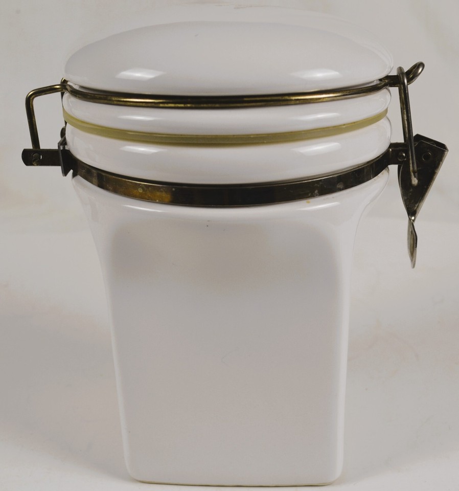 Gevalia Kaffe Coffee Canister White/ Gold Trim Airtight Vintage | eBay UK