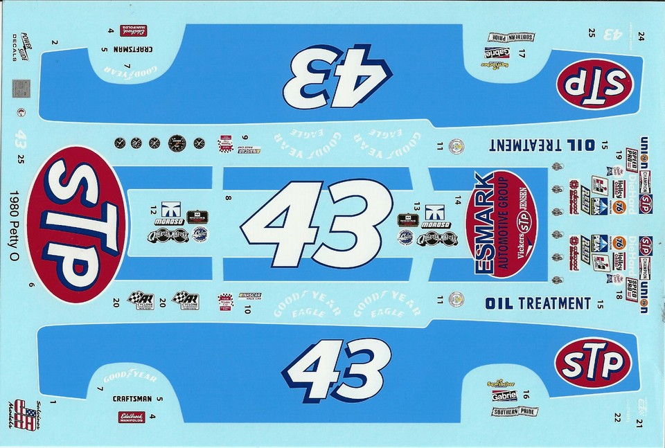 NASCAR DECAL #43 STP REVERSE COLORS 1980 CHEVROLET MONTE CARLO R. PETTY ...