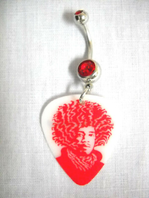 JIMI HENDRIX RED COLOR VAN HAMERSVELD PRINT GUITAR PICK ON 14g RED CZ ...