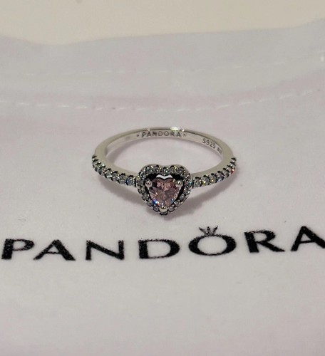 PANDORA 925 ALE Moments Pink Elevated Sparkling Heart Ring Size 7 / 54 ...