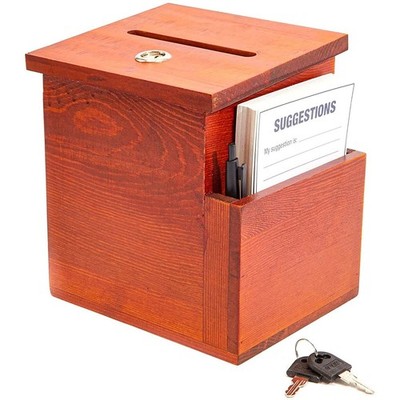 Wooden Suggestion Box with Lock and Keys Ballot Donation Box for Events ...