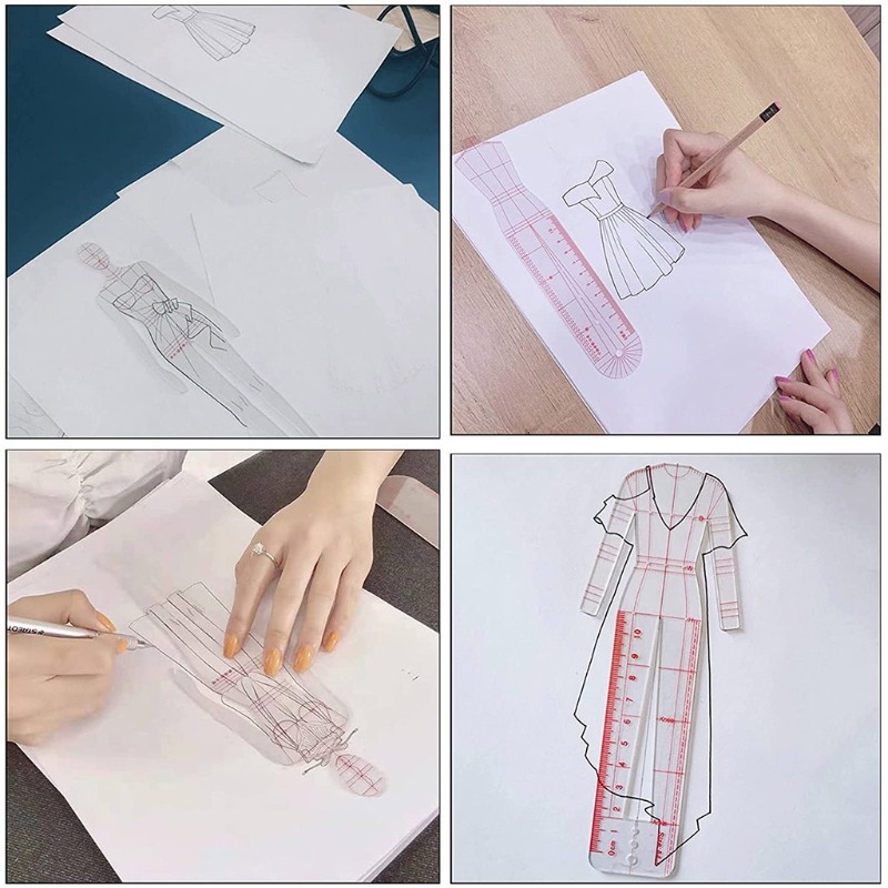 4 Pcs/Set Premium Fashion Illustration Rulers Multipurpose Sewing ...