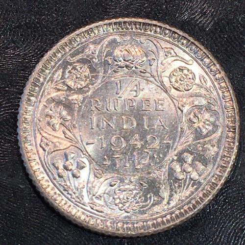 1942 (C) India 1/4 Rupee Silver Coin -Exact Coin Shown #R060 | eBay