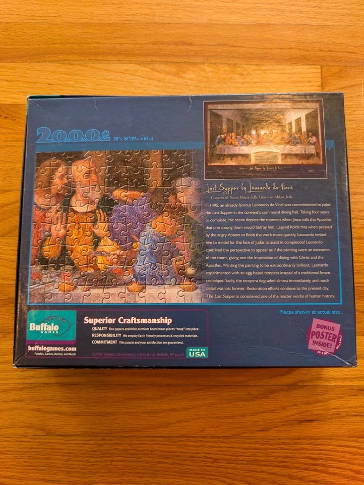 The Last Supper 2000 Piece Puzzle Buffalo Games Leonardo da Vinci Read ...