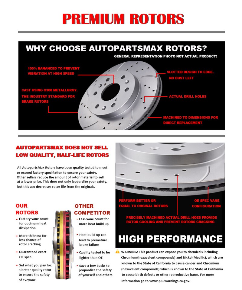 Fit 2012 2013 2014 - 2017 Toyota Camry Front Rear Brakes Rotors and ...