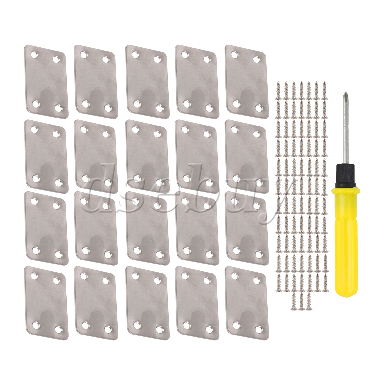 20 Pieces Stainless Steel Flat Mending Plates 2.4" x 1.5" for Furniture ...