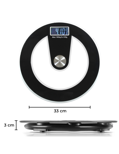 Pèse-personne électronique digital en verre trempé 180Kg rond Noir | eBay