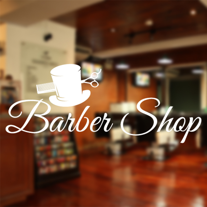 Barbers shop wall Sticker decal window scissors salon hat comb bb15 | eBay