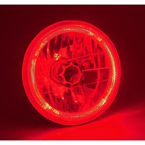 7" Red LED Halo Angel Eye 12V Headlight Headlamp w/ 6k LED H4 Light ...
