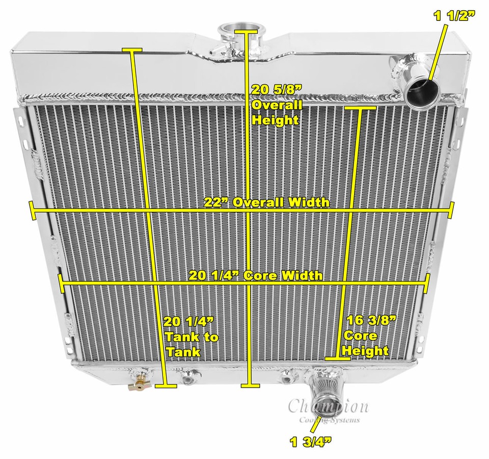 1963 1964 1965 1966 1967 1968 1969 Ford Fairlane 3 Row SubZero Radiator ...