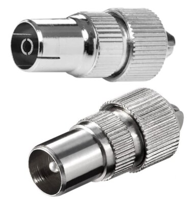 1 X MALE 1 x Female TV COAX ARIEL CONNECTOR PLUGS TV AERIAL FOR CABLE ...