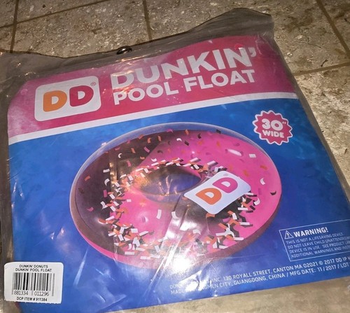 Dunkin Donuts Pool Float Doughnut Inflatable 30" Raft STRAWBERRY ...