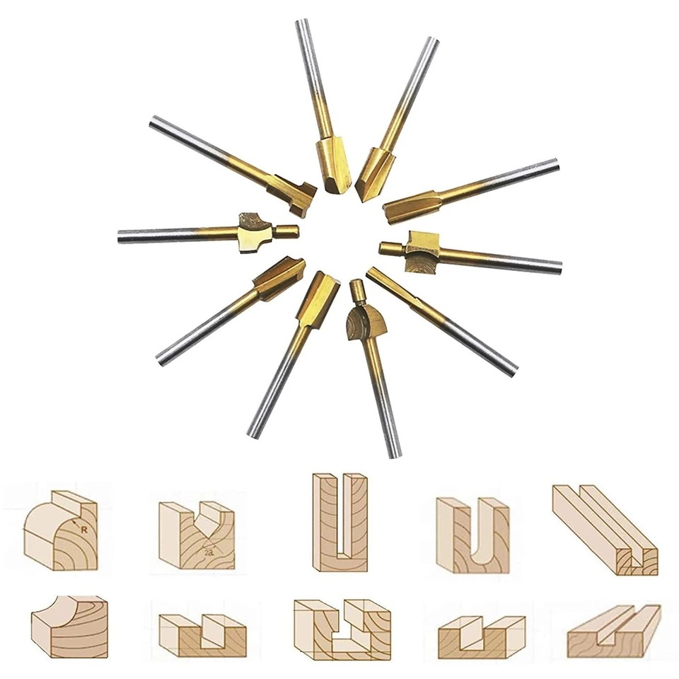 CNC Tools HSS Wood Router Bits 10pcs Set with High Performance Features ...