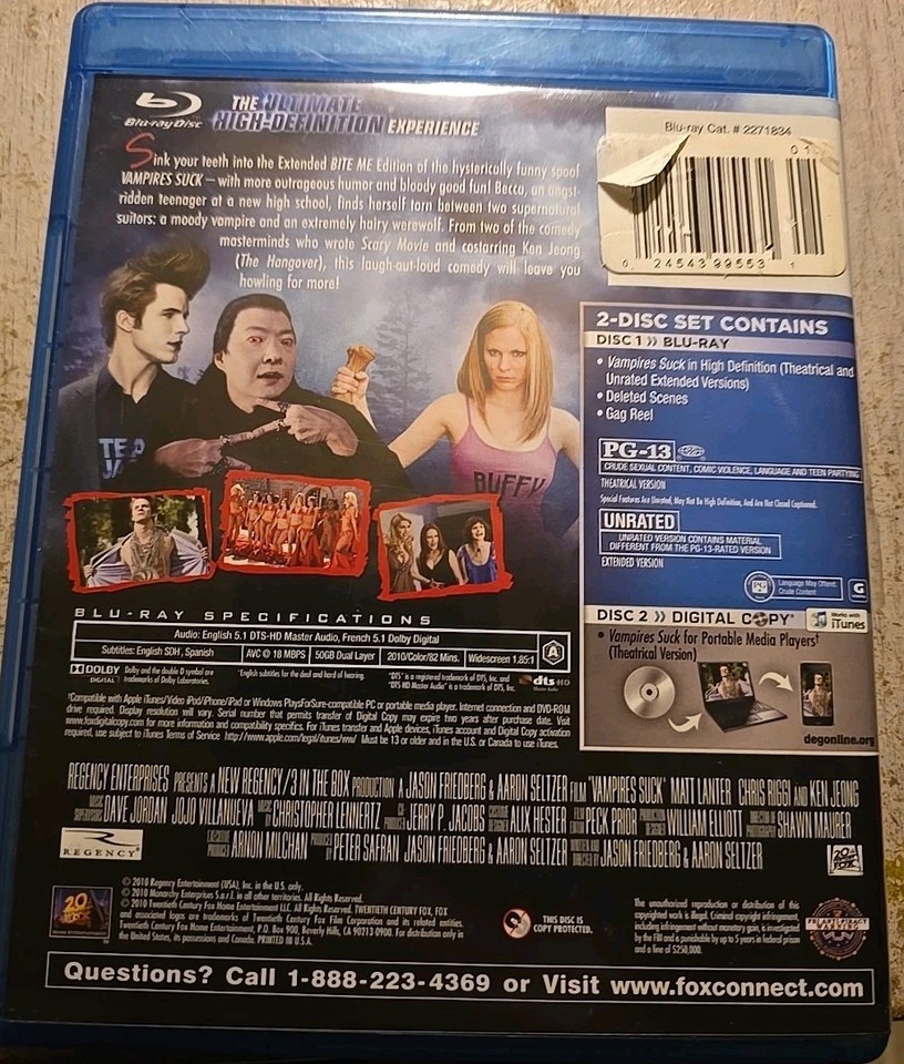 Vampires Suck Blu-ray 2010 Extended Bite Me Edition Matt Lanter Ken ...