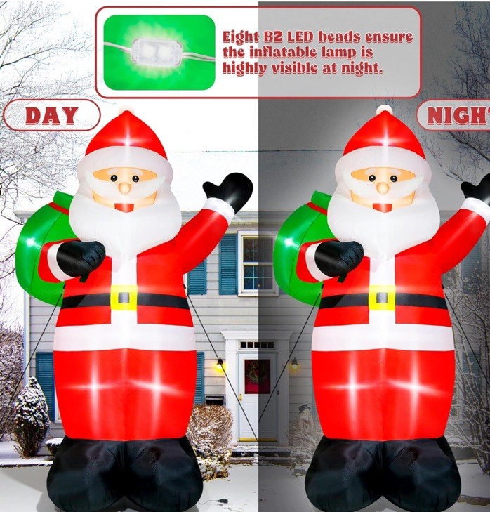 15FT Christmas Inflatables, Giant Inflatable Santa Claus Holding Gift ...