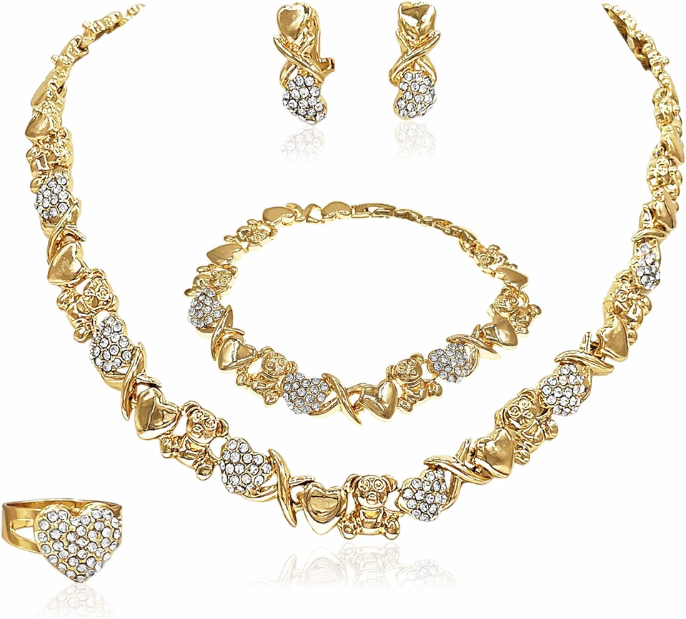 Gold Jewelry Sets for Women 18K Gold/Silver Filled Jewelry Necklace Set ...