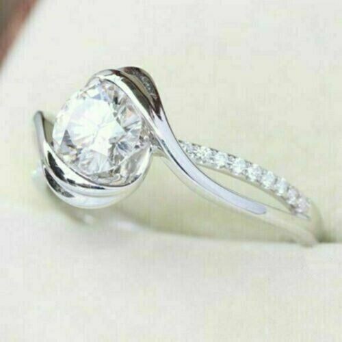 2.00 Ct Round Cut Simulated Diamond Women's Bypass Ring 14K White Gold Plated | eBay