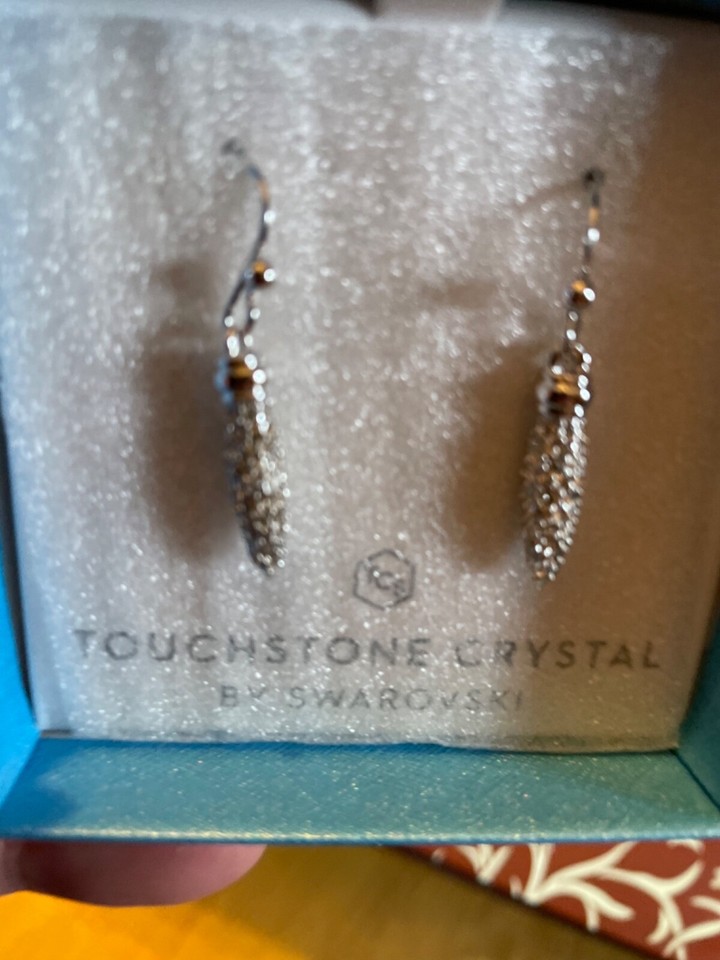 Touchstone Crystals by Swarovski Spiked Crystal Earrings Rhodium ...