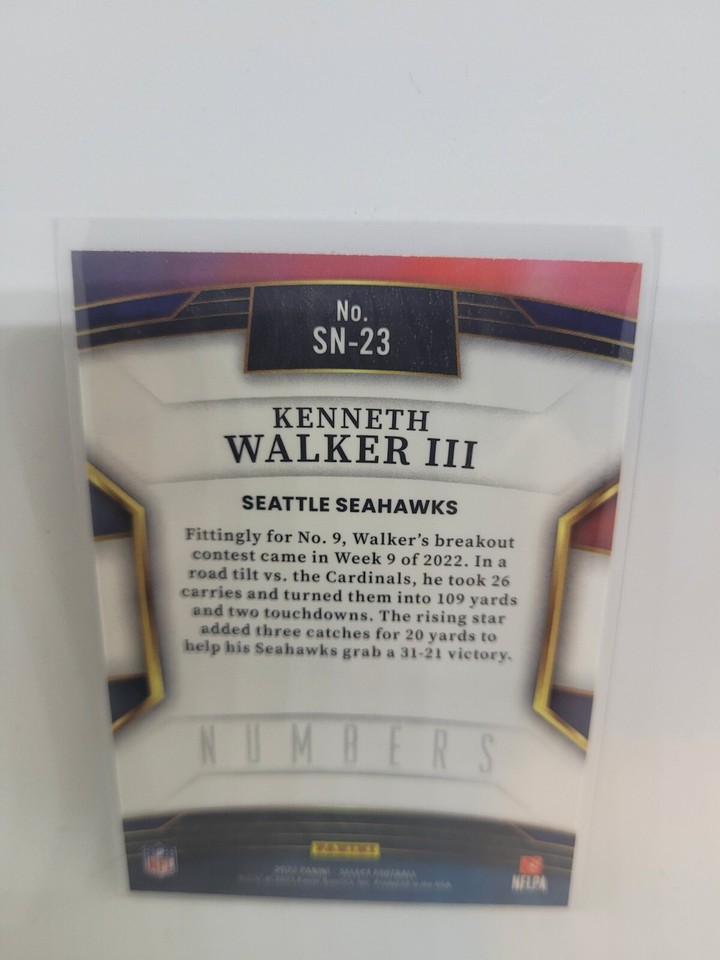 2022 Panini Select Kenneth Walker Numbers Insert RC Rookie Seahawks | eBay