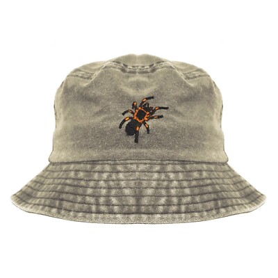 Tarantula spider embroidered bucket hat-khaki, Halloween spider bucket ...