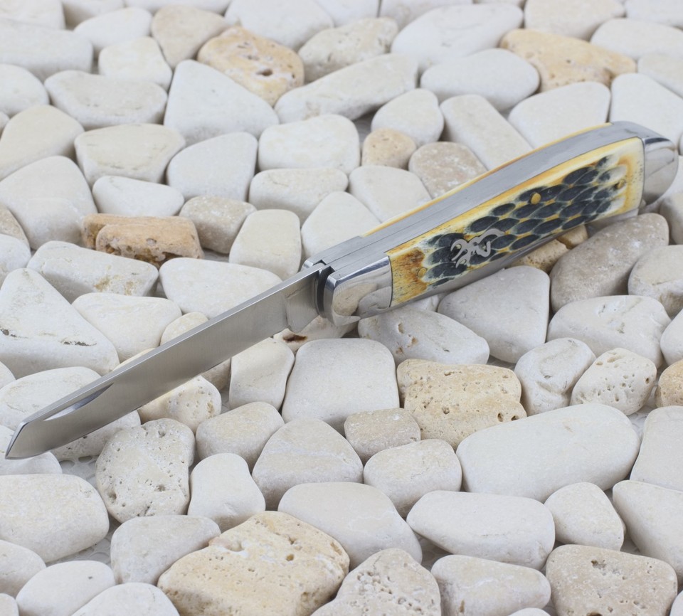 Browning Trapper Folding Pocket Knife Natural Jigged Bone Handle | eBay